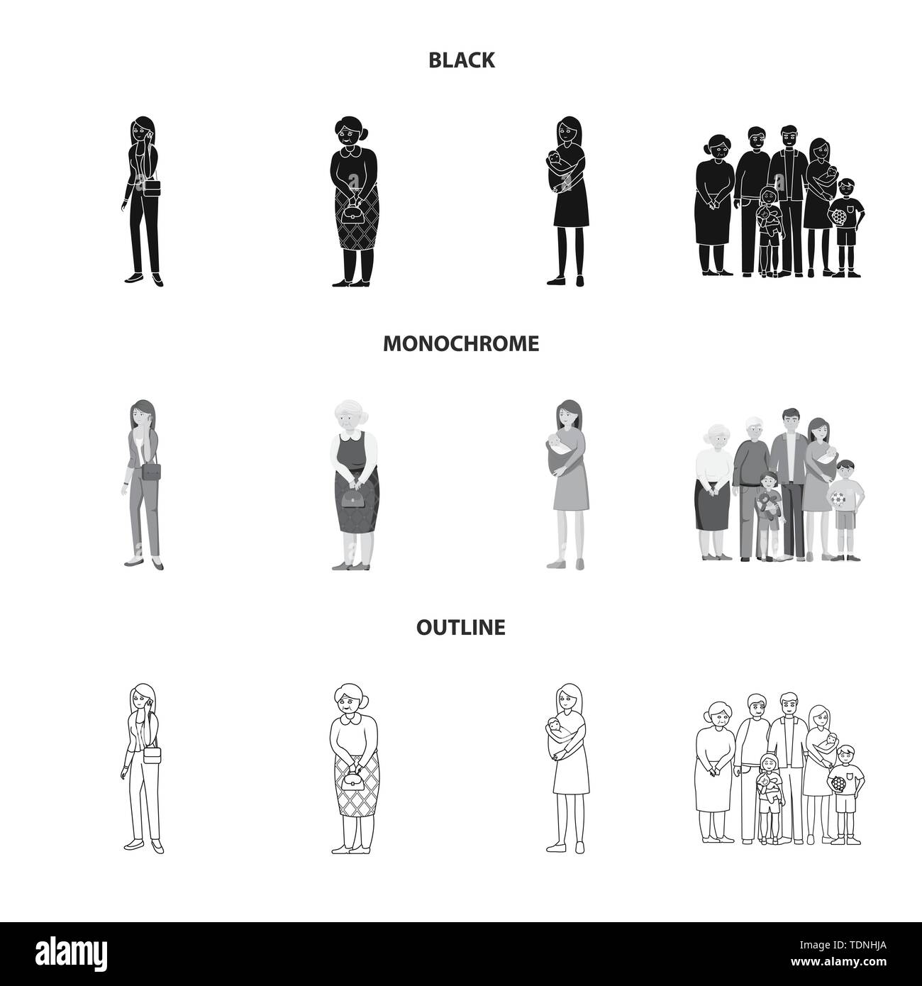 Vector illustration of character and avatar sign. Collection of ...