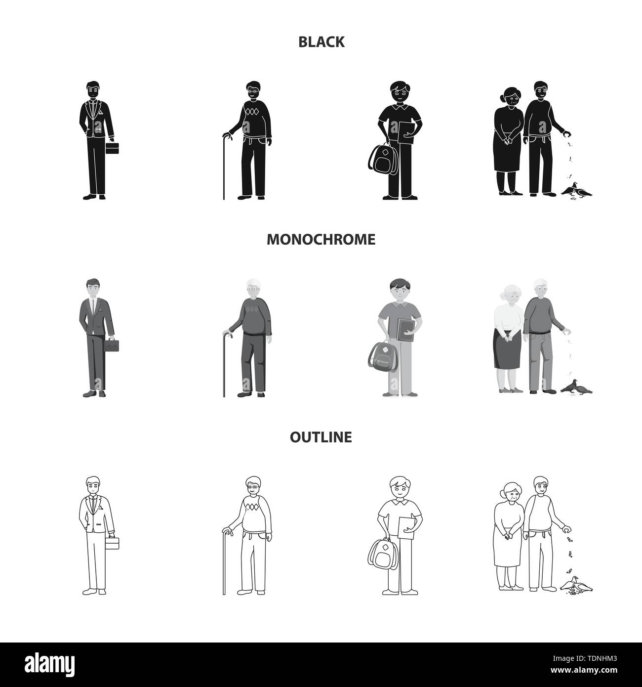 Vector illustration of character and avatar icon. Collection of ...