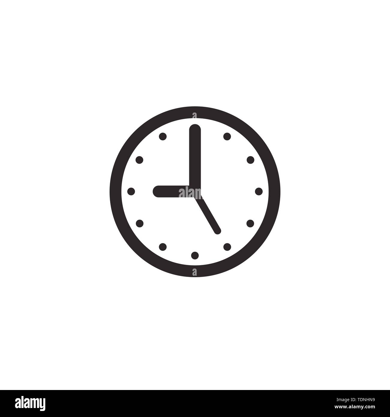 Clock line icon, black and white linear pictogram Stock Vector Image ...