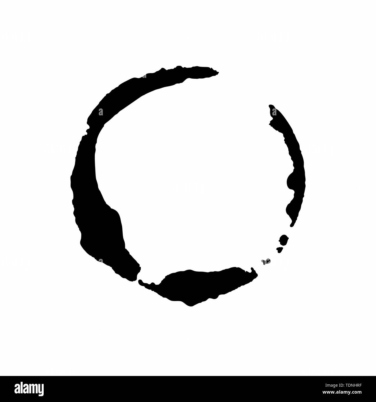 Brush painted black ink circle on white background. Vector shape. Icon ...