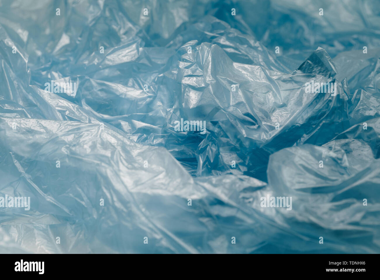 Blue Plastic Bag Texture. Abstract Wrinkled Background of Plastic ...
