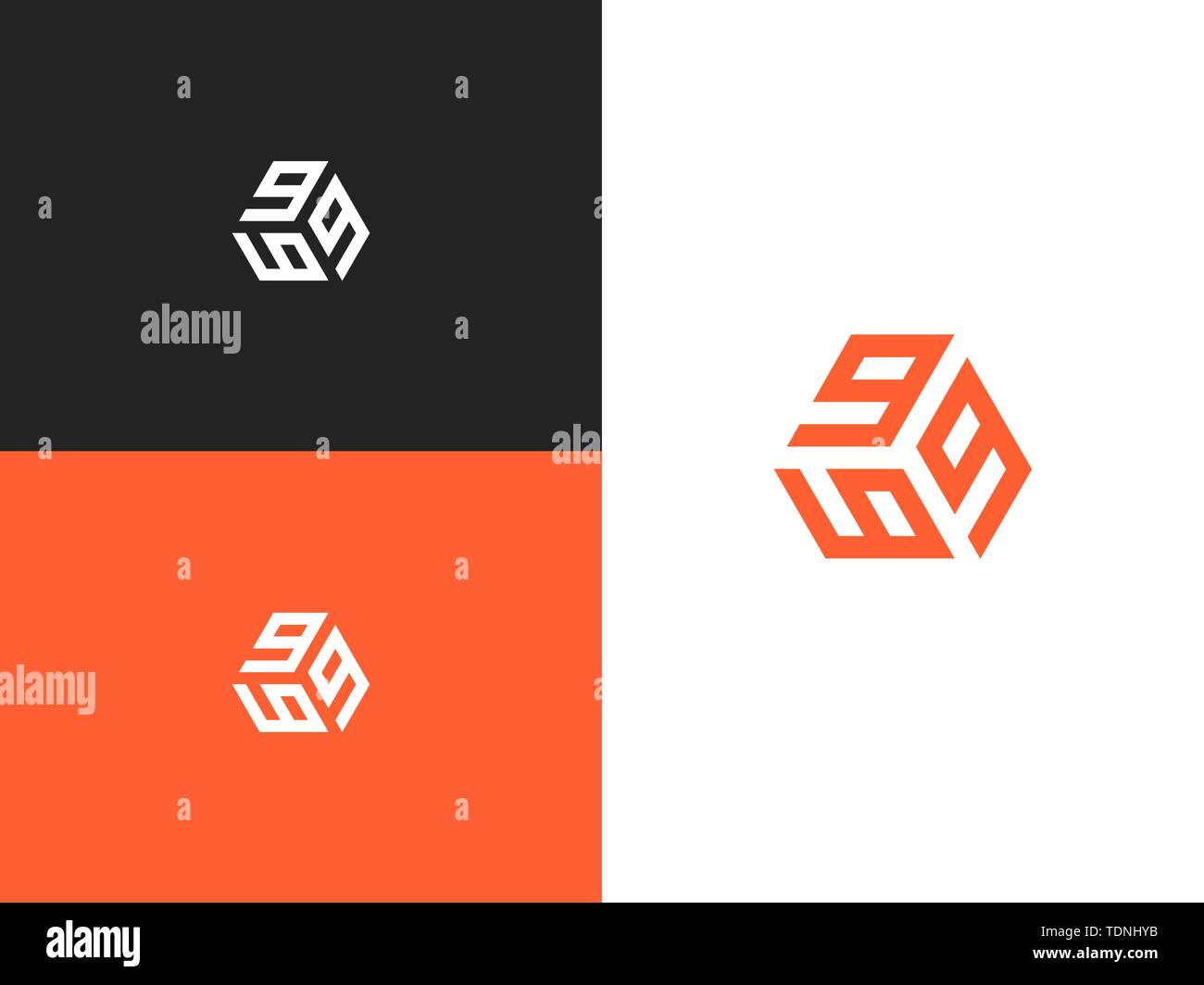 Logo three digits 9. Combination number 999 suitable for a company or ...