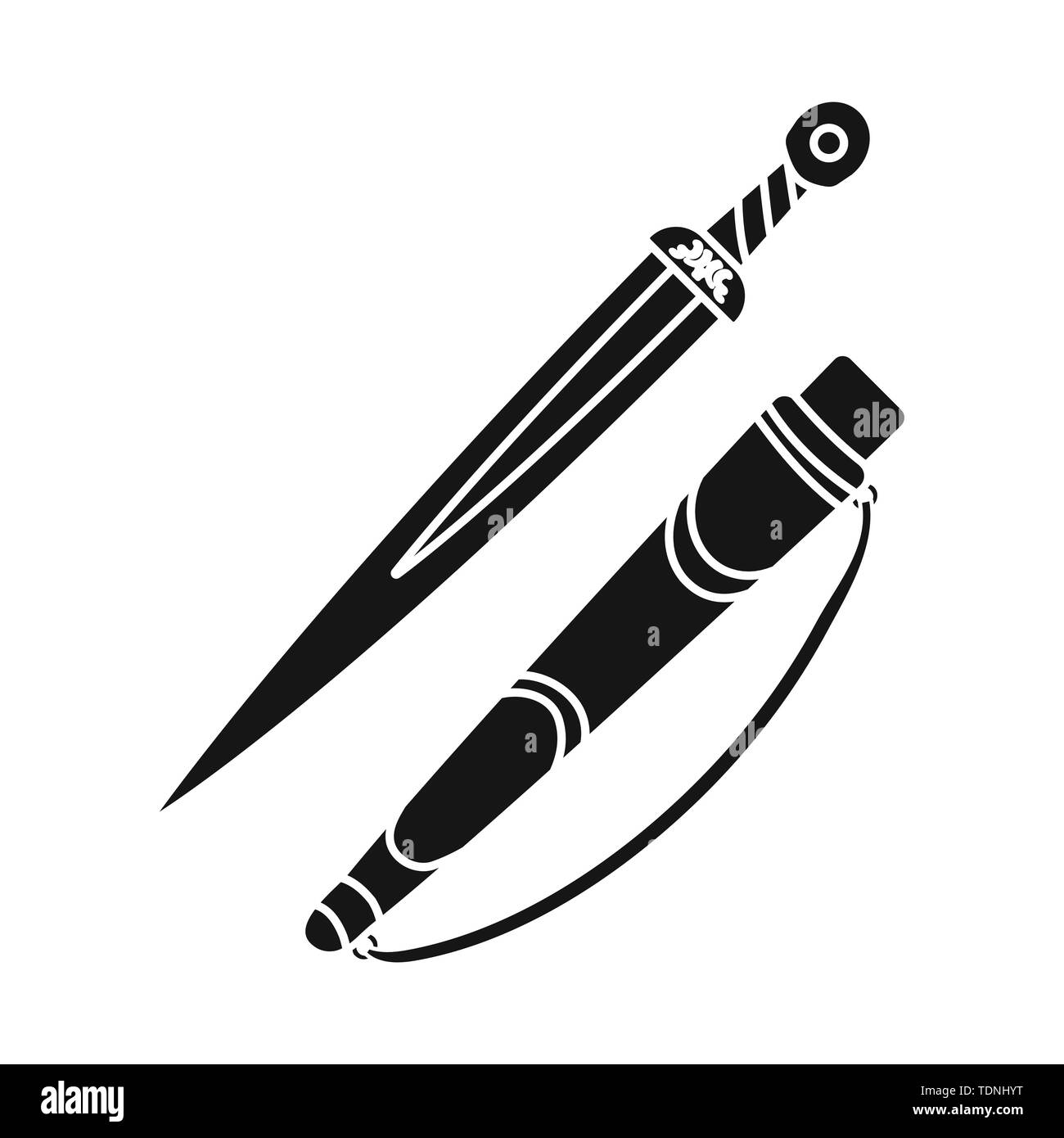 Vector design of dagger and knife sign. Set of dagger and engraving ...