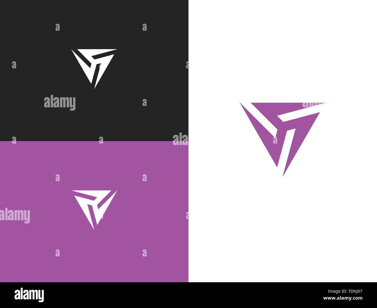 Abstract triangular geometric emblem template design on a white ...