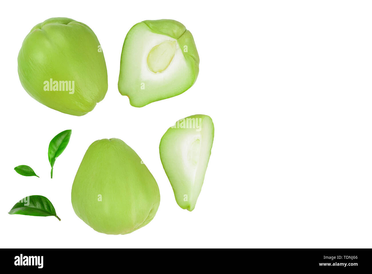 fresh Chayote vegetable isolated on white background with copy space ...