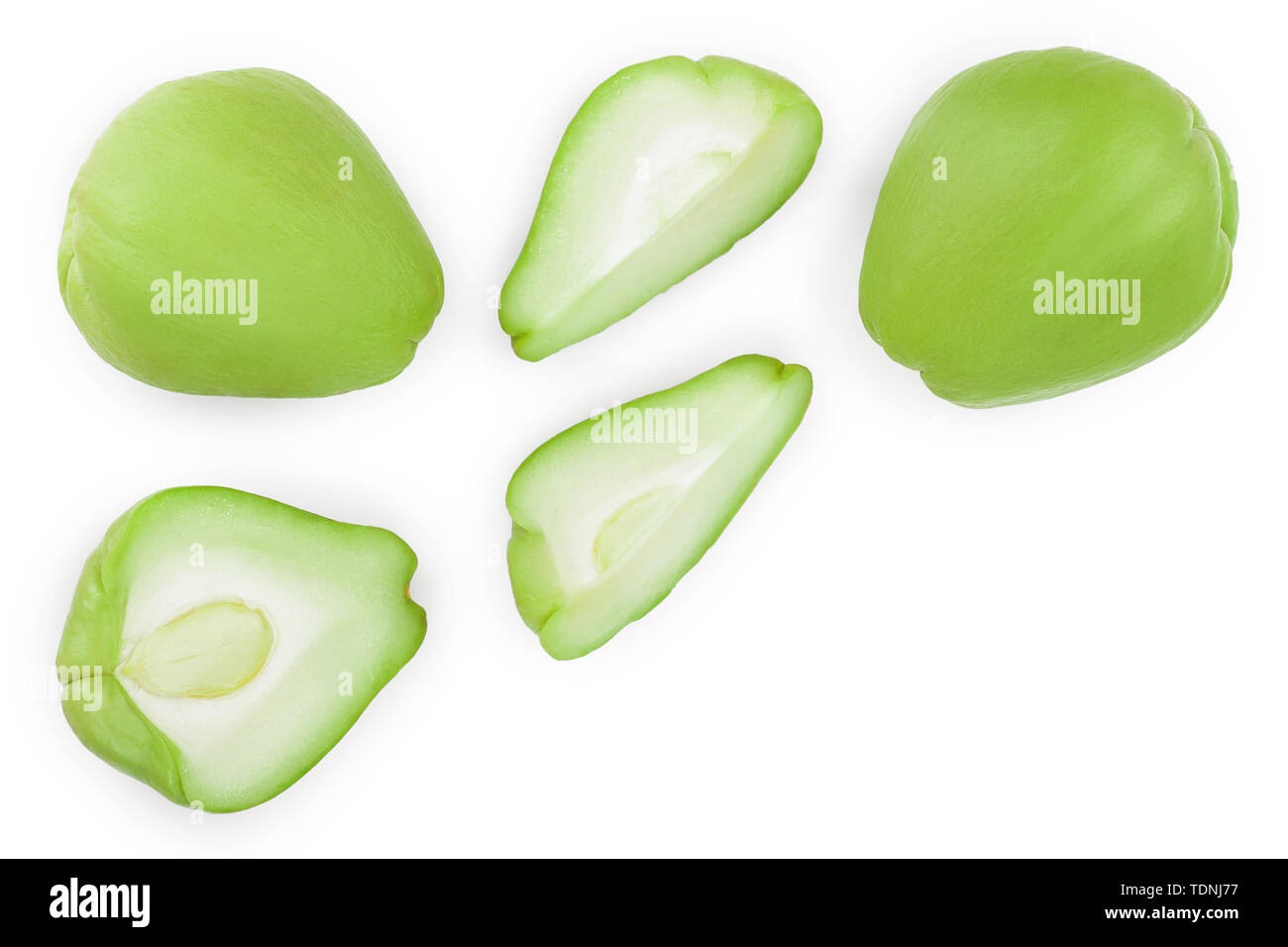 fresh Chayote vegetable isolated on white background with copy space ...