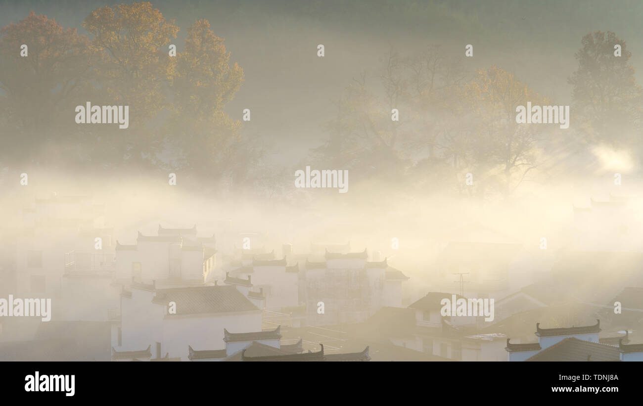 Horse head wall Hui building Wuyuan autumn stone city Stock Photo - Alamy