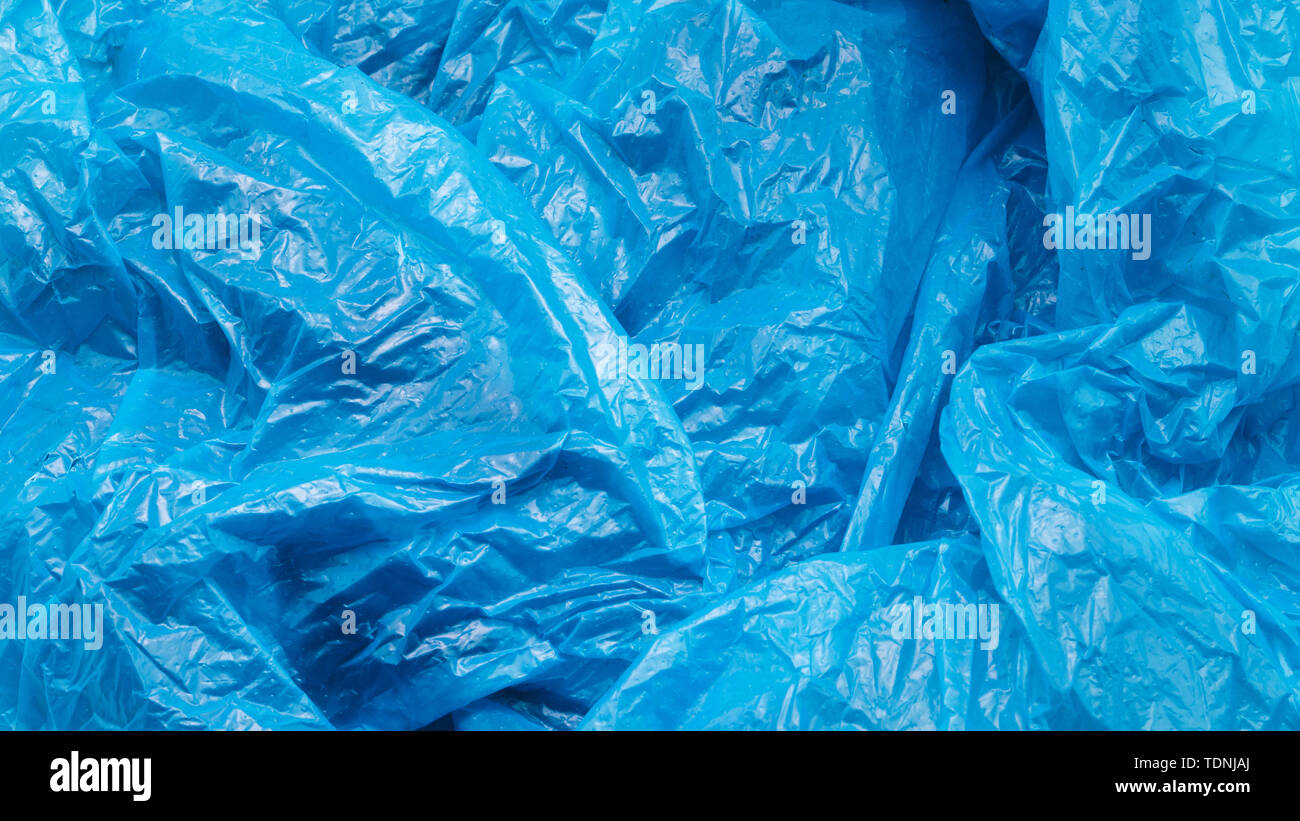 Blue Plastic Bag Texture. Abstract Wrinkled Background of Plastic ...
