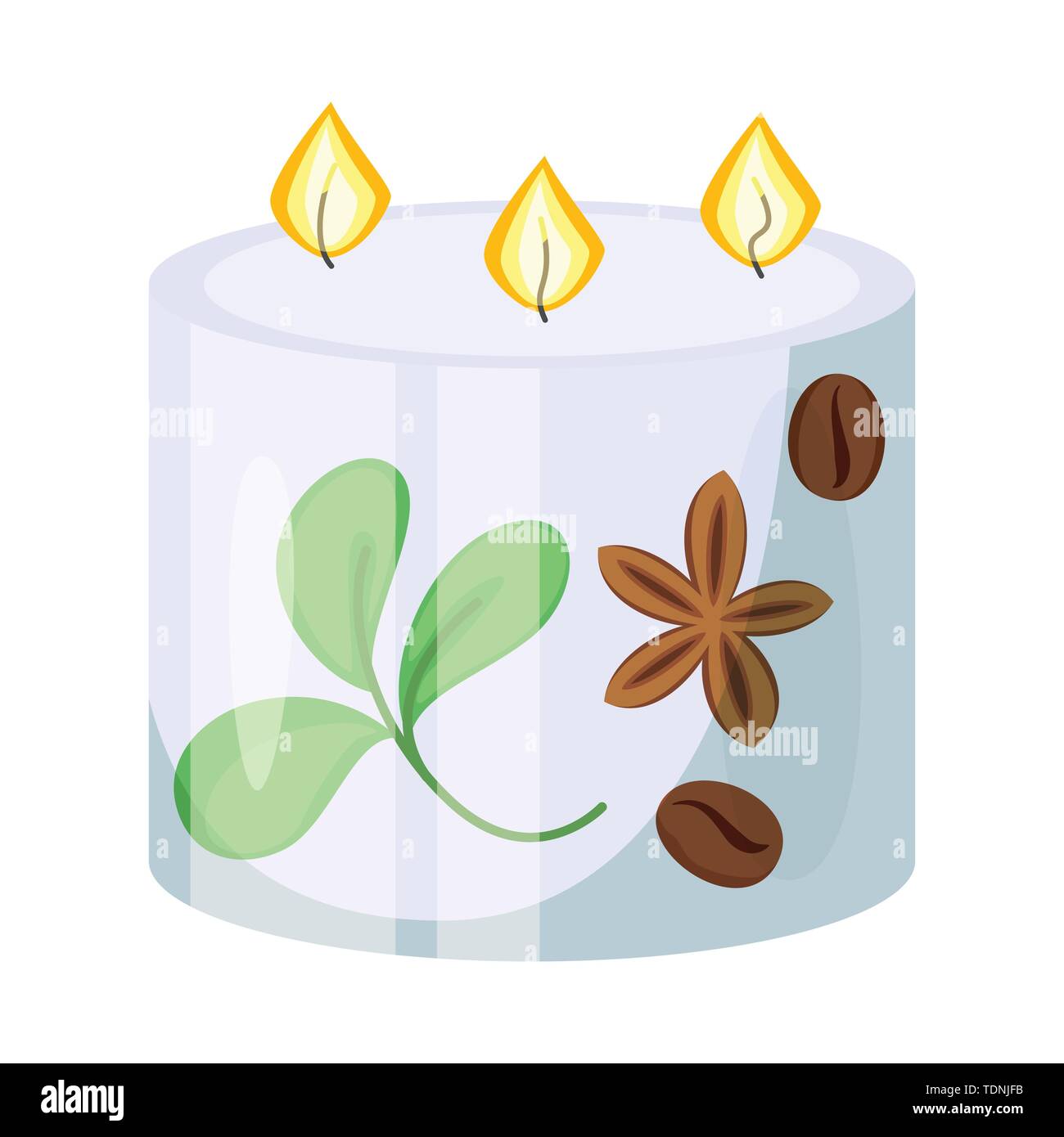 Vector illustration of candle and aromatic sign. Collection of candle ...