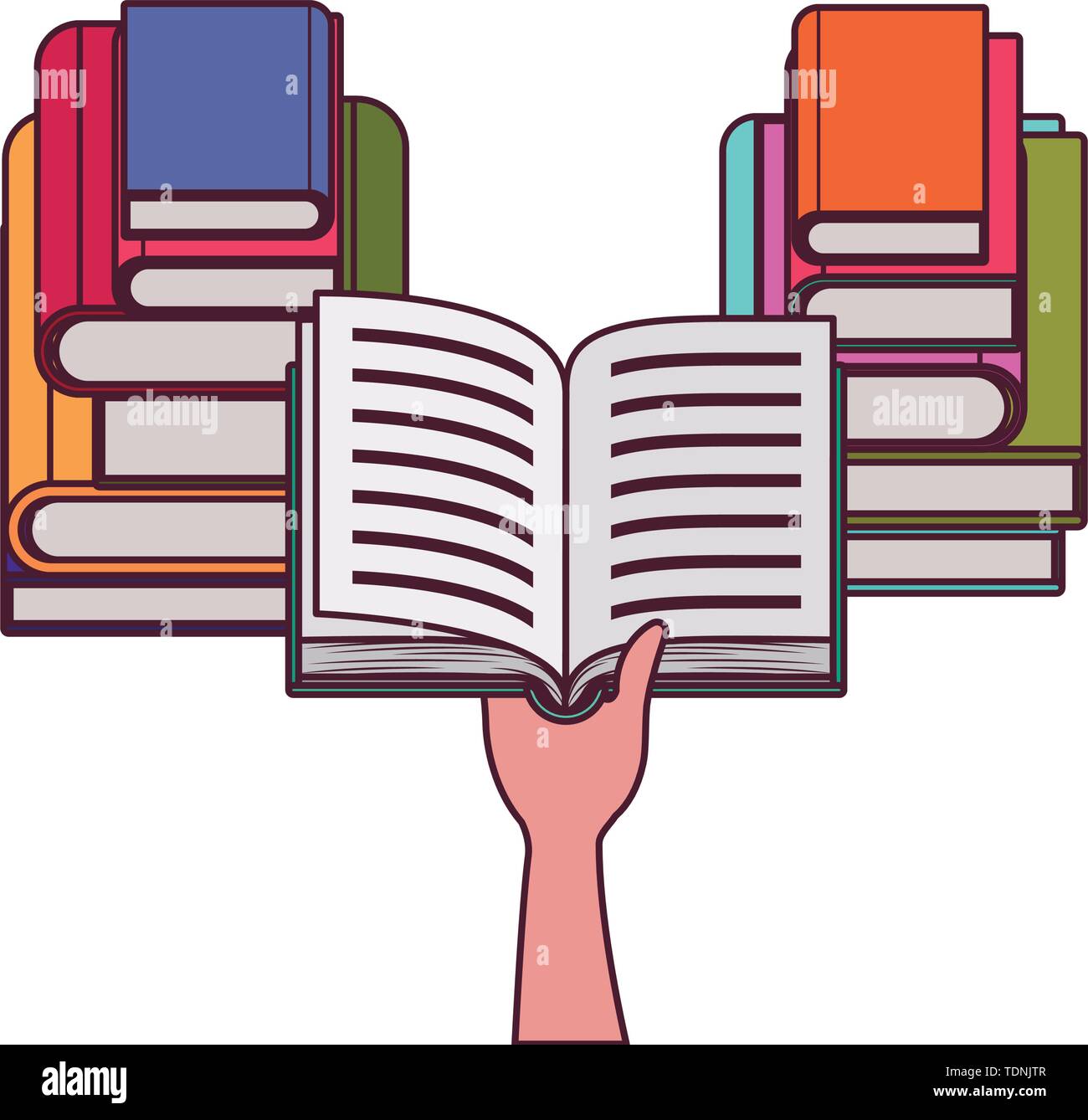 Group of books and hand design Stock Vector Image & Art - Alamy