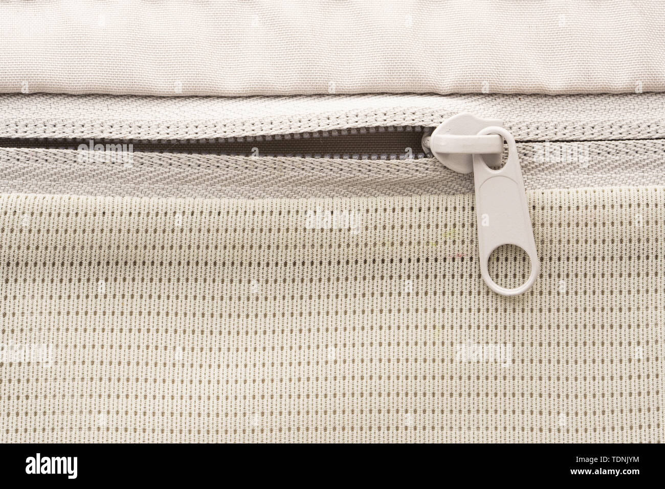 Zipper clasp in white sports backpack. Sports bag accessories ...