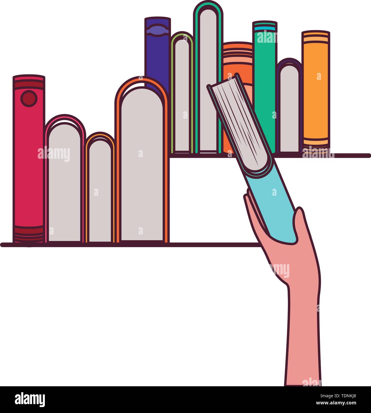 Group of books and hand design Stock Vector Image & Art - Alamy