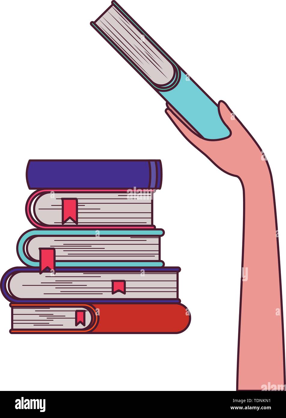 Group of books and hand design Stock Vector Image & Art - Alamy