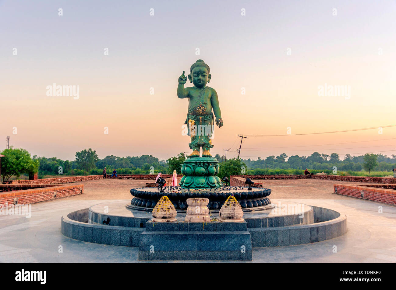 Statue of Sakyamuni children in the Holy Garden of Lumbini, Nepal Stock ...