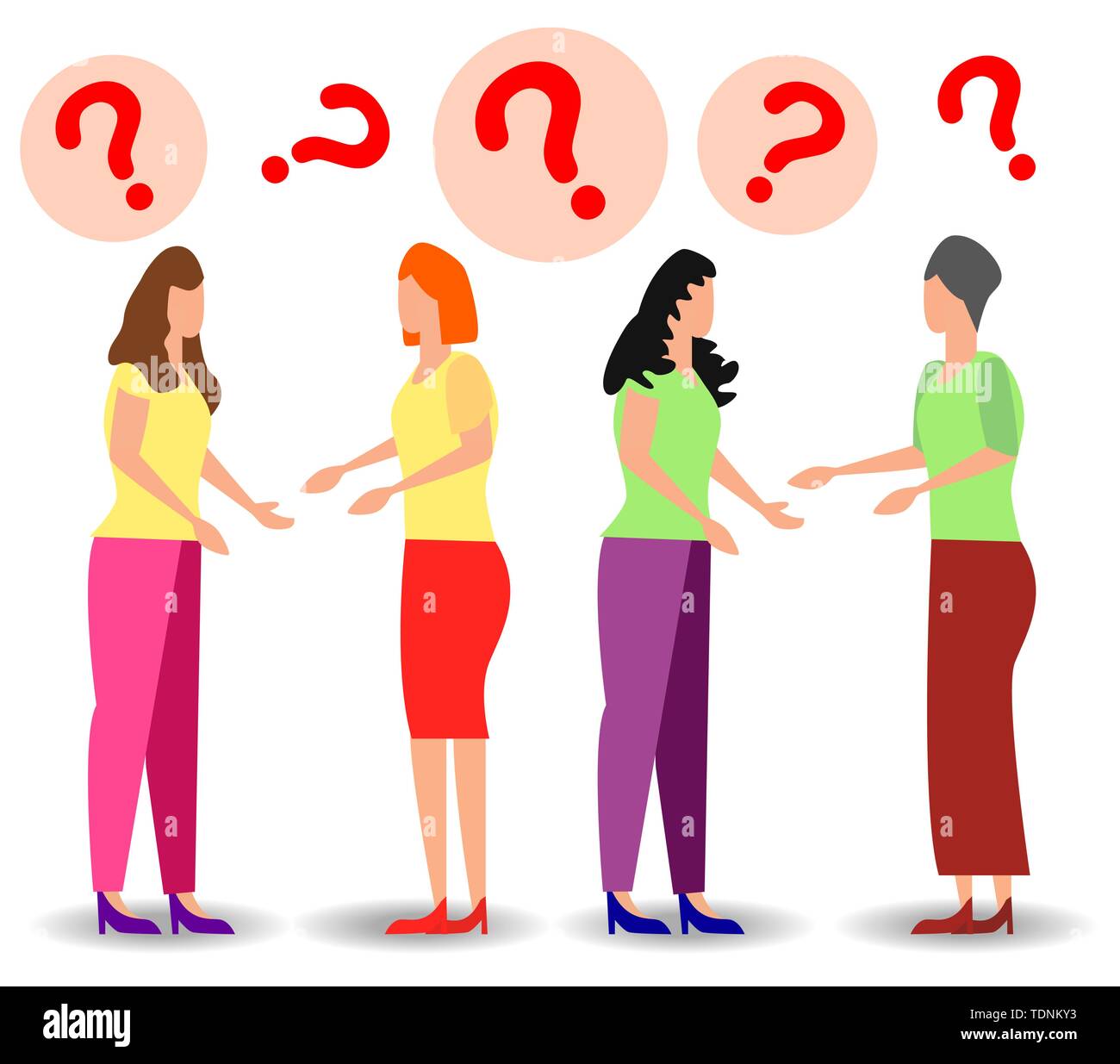 concept illustration of people frequently asked questions, waiting to be answered, around the ...