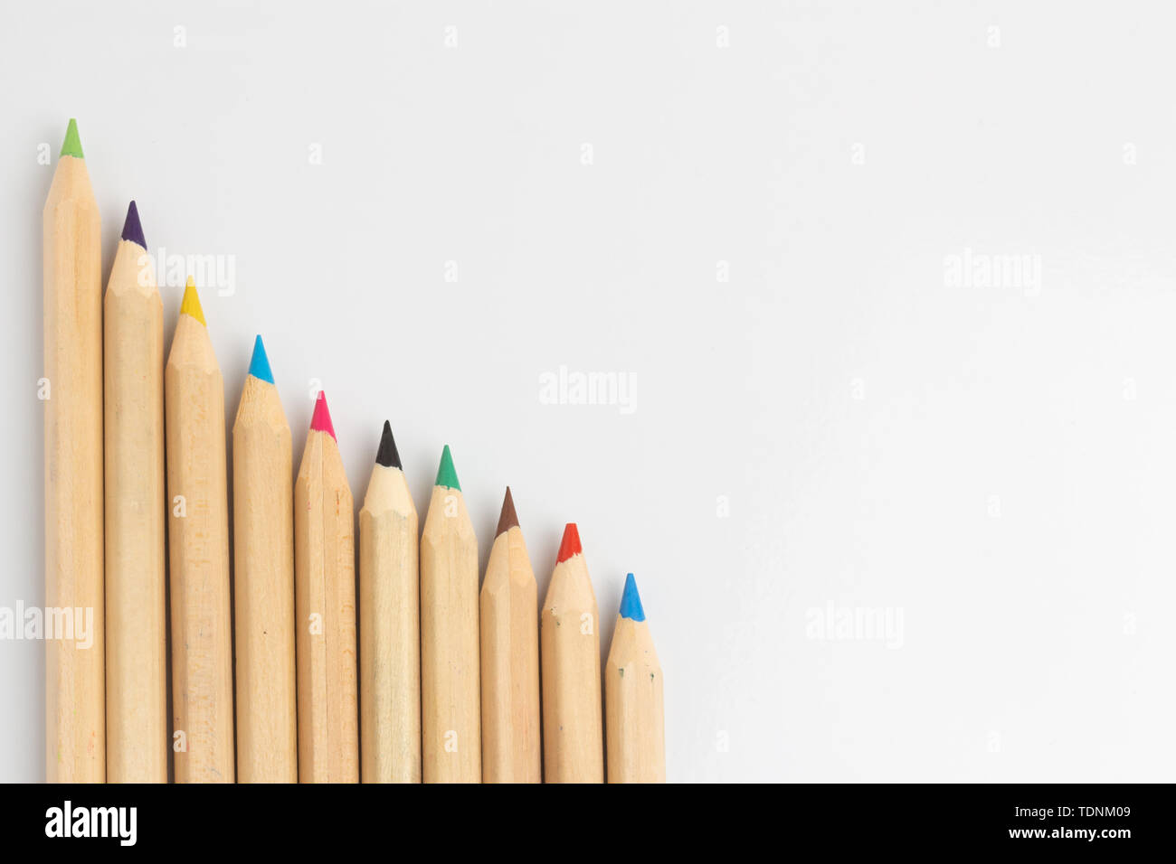 Color pencils are on the white table. Pencil drawing Stock Photo - Alamy