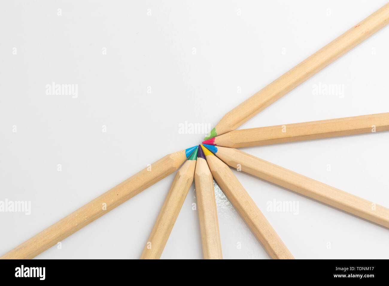 Color pencils are on the white table. Pencil drawing Stock Photo - Alamy