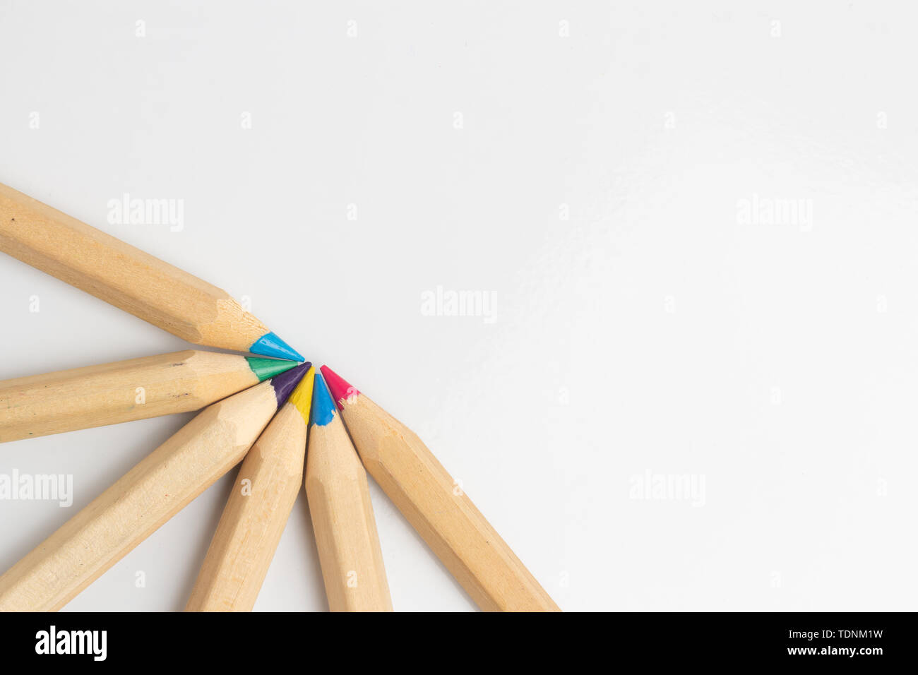 Color pencils are on the white table. Pencil drawing Stock Photo - Alamy