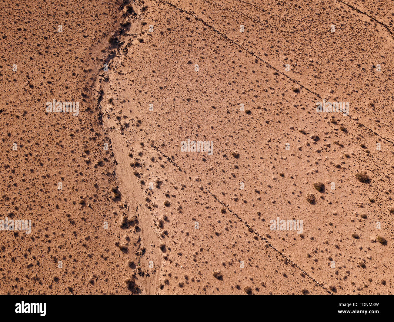 Aerial view of a desert landscape on the island of Lanzarote, Canary ...