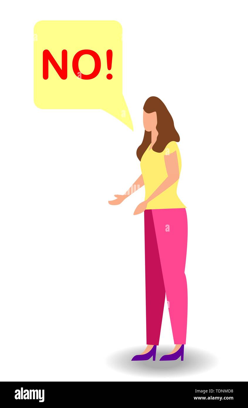 cartoon illustation of No furious screaming woman. Rebel anngry woman ...