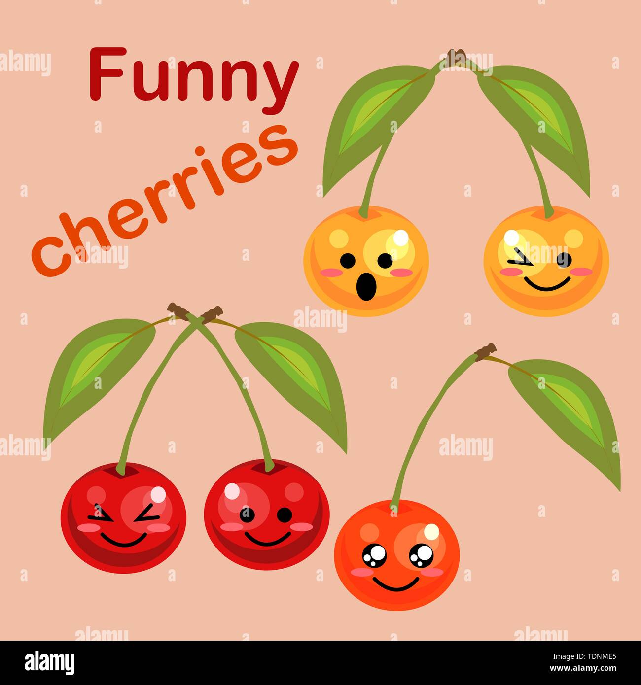 Fresh juicy ripe cherry cartoon character. Funny cute berry cherry ...