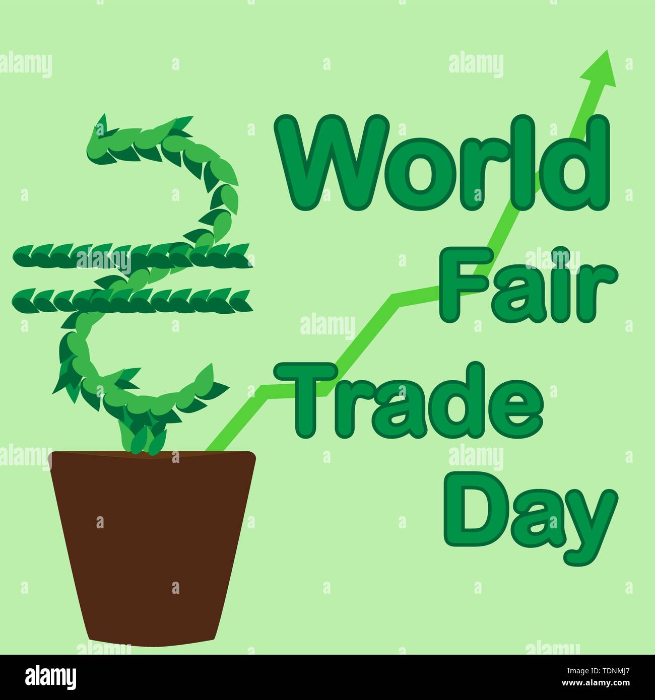World Fair Trade Day. The money tree grows in a flowerpot. May ...