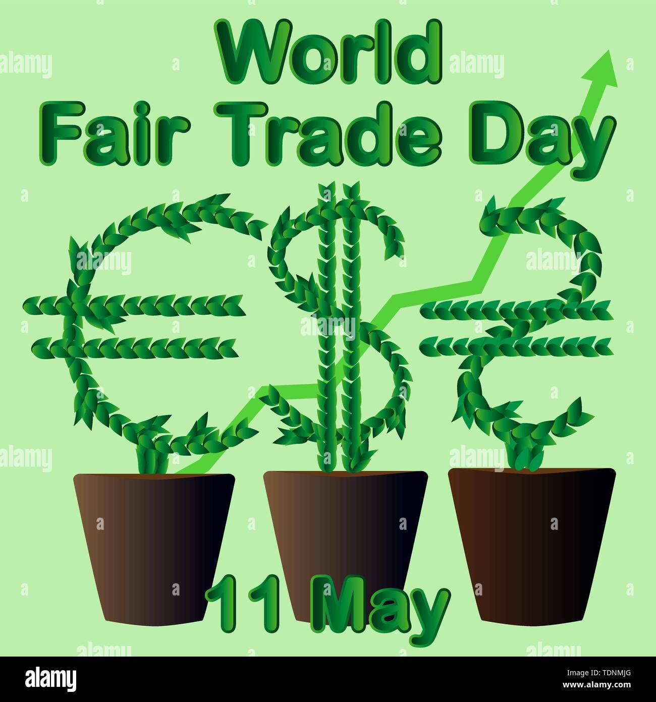 World Fair Trade Day. The money tree grows in a flowerpot. May 1 ...