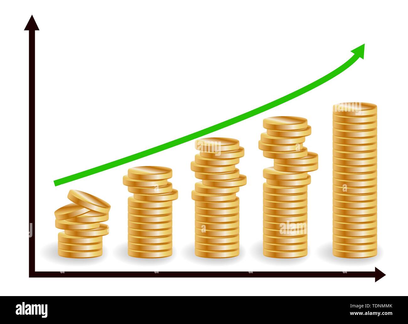 financial growth concept with stacks of golden coins Stock Vector Image ...