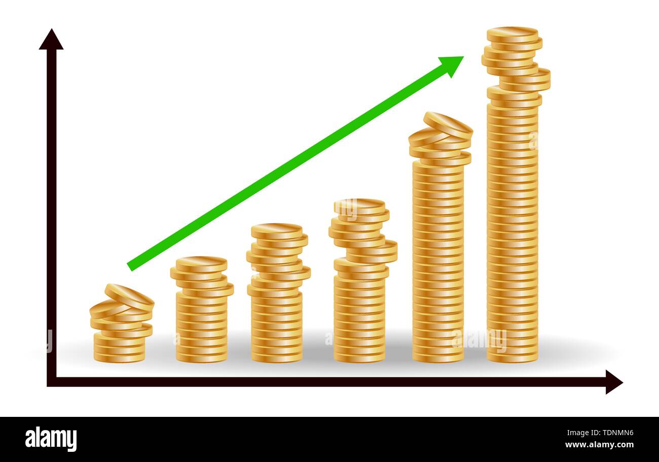 financial growth concept with stacks of golden coins Stock Vector Image ...
