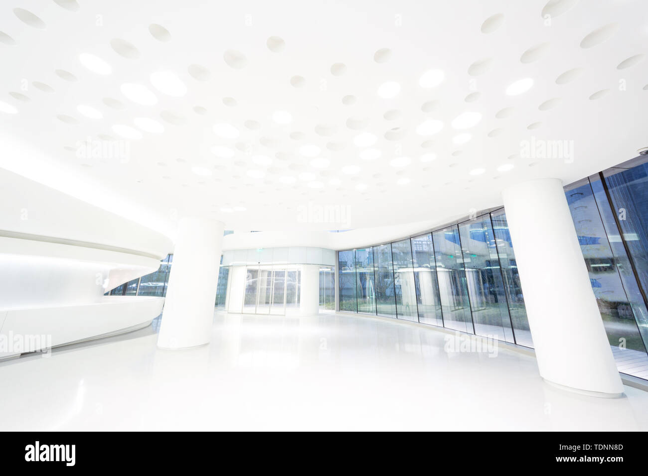 futuristic modern office building interior in urban city Stock Photo ...