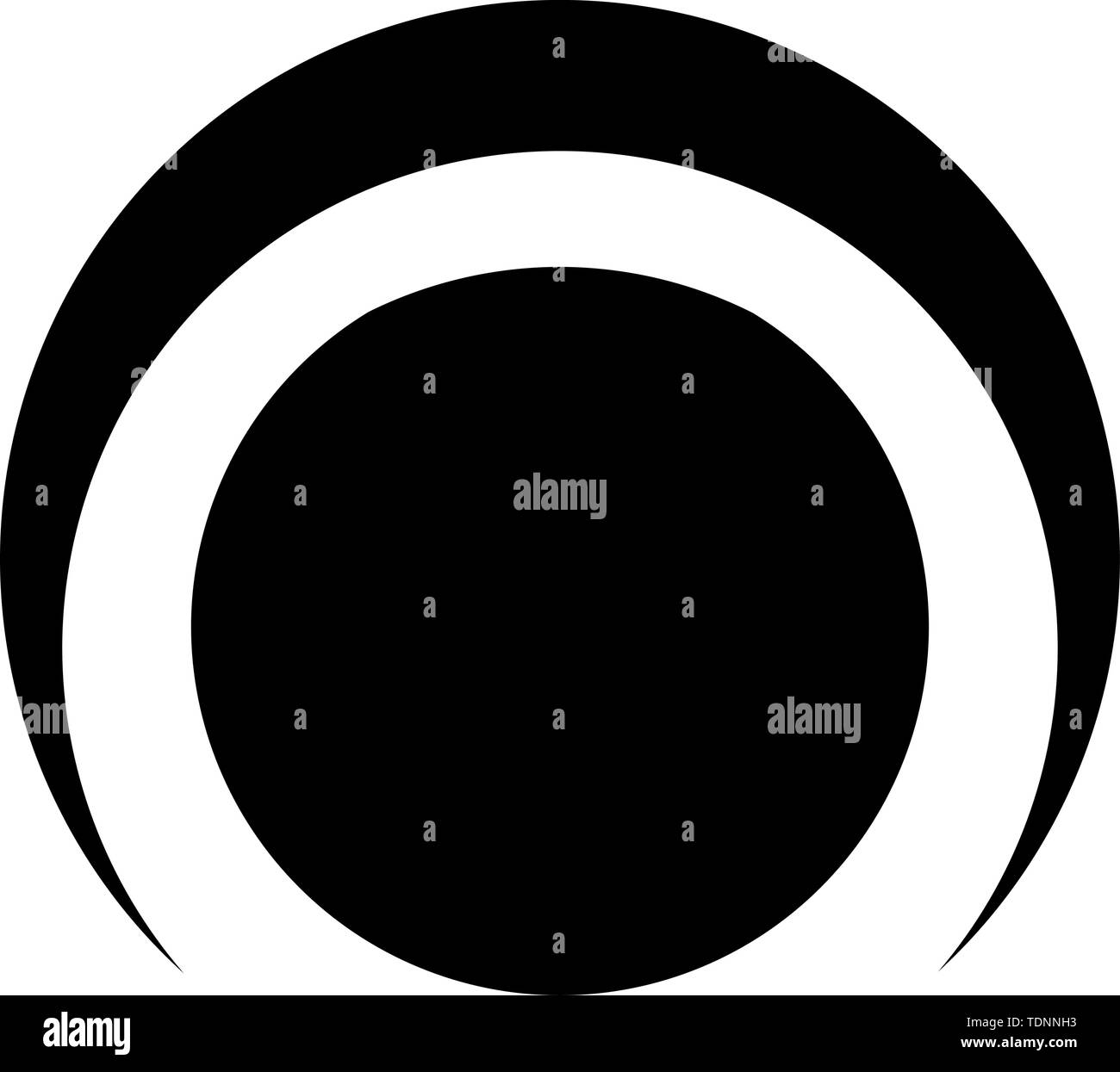 round circle covered by Crescent moon half moon isolated on white ...