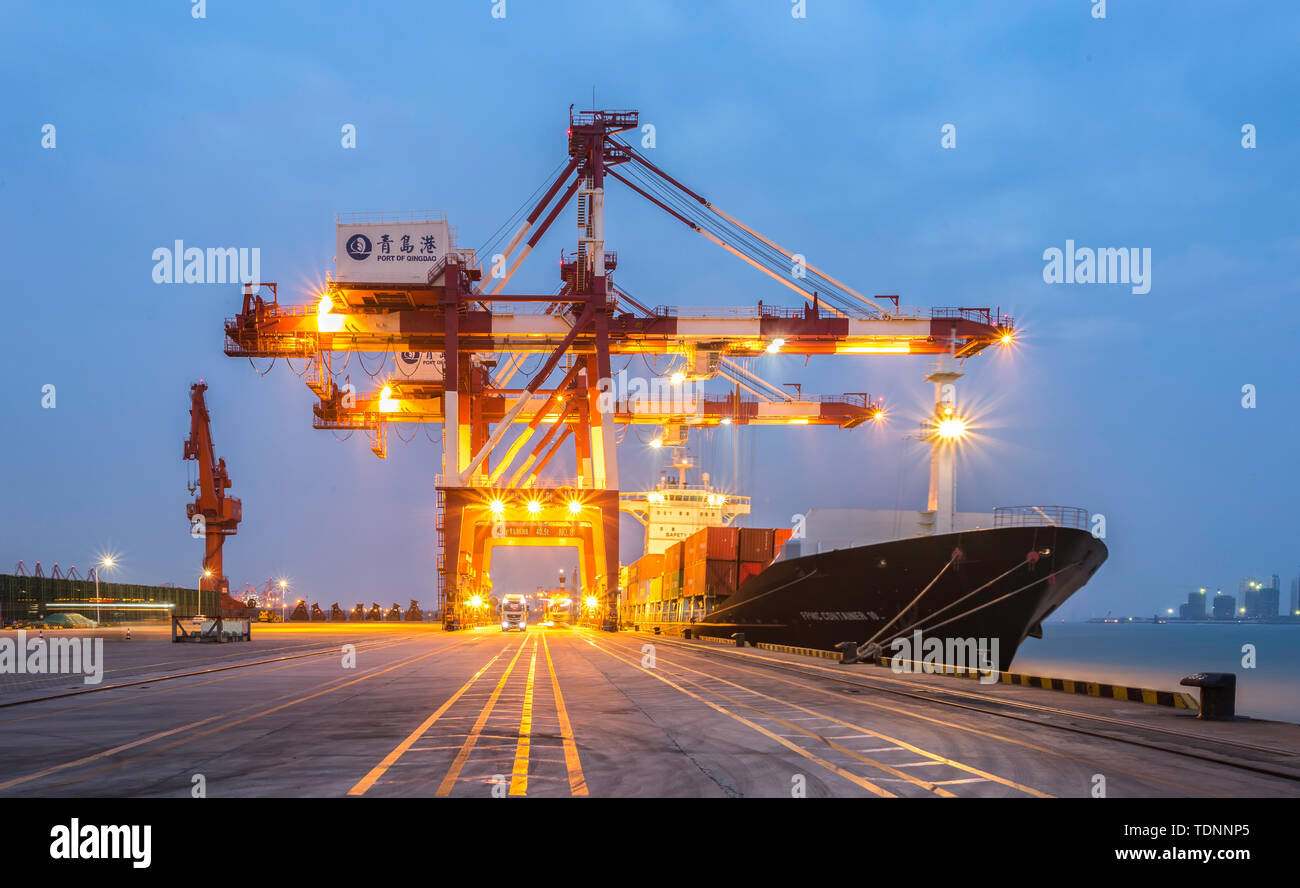 Qingdao port wharf Stock Photo - Alamy