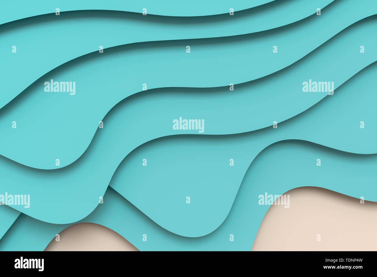 Three-dimensional rendering, curved cardboard light color background ...