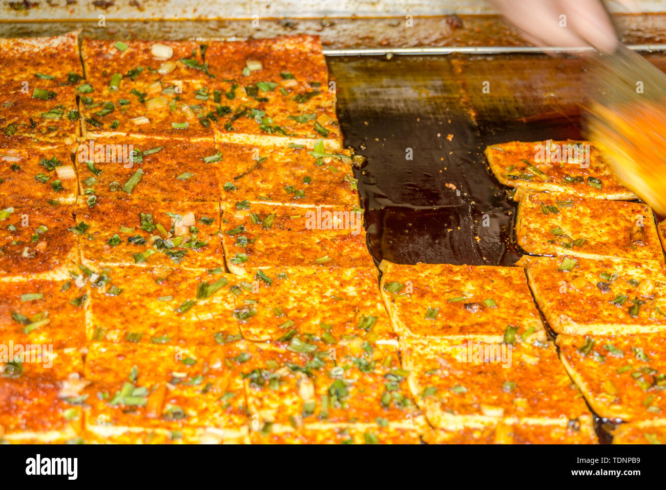 Sichuan Chengdu snack fried tofu close-up Stock Photo - Alamy
