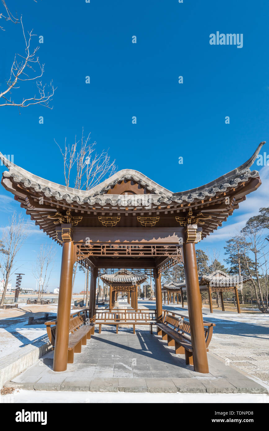 Construction road woods in winter in Baihe River, Jilin Stock Photo - Alamy