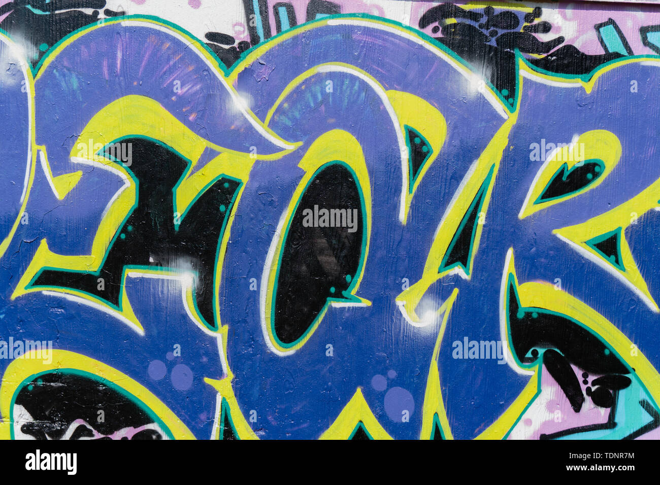 Abstract beautiful street art colorful graffiti style closeup. Detail ...
