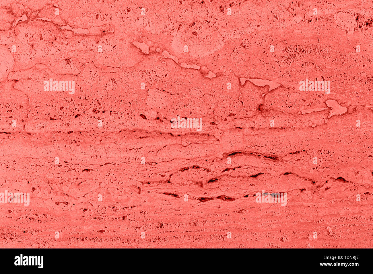 Closeup of trendy coral colored porous stone textured wall. Abstract ...
