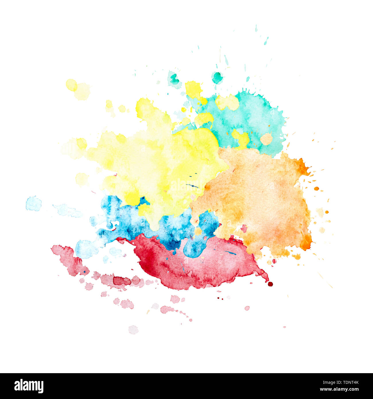 Multicolor watercolor stain round shape. Isolated spot on white ...