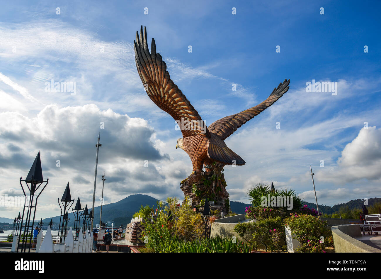 Langkawi, Malaysia - May 1, 2018. Eagle Square in Langkawi, near the ...