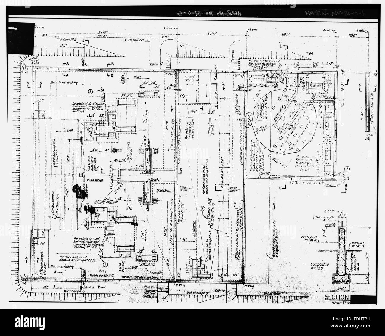 Photocopy detail of blueprint (original blueprint located at the Nevada ...