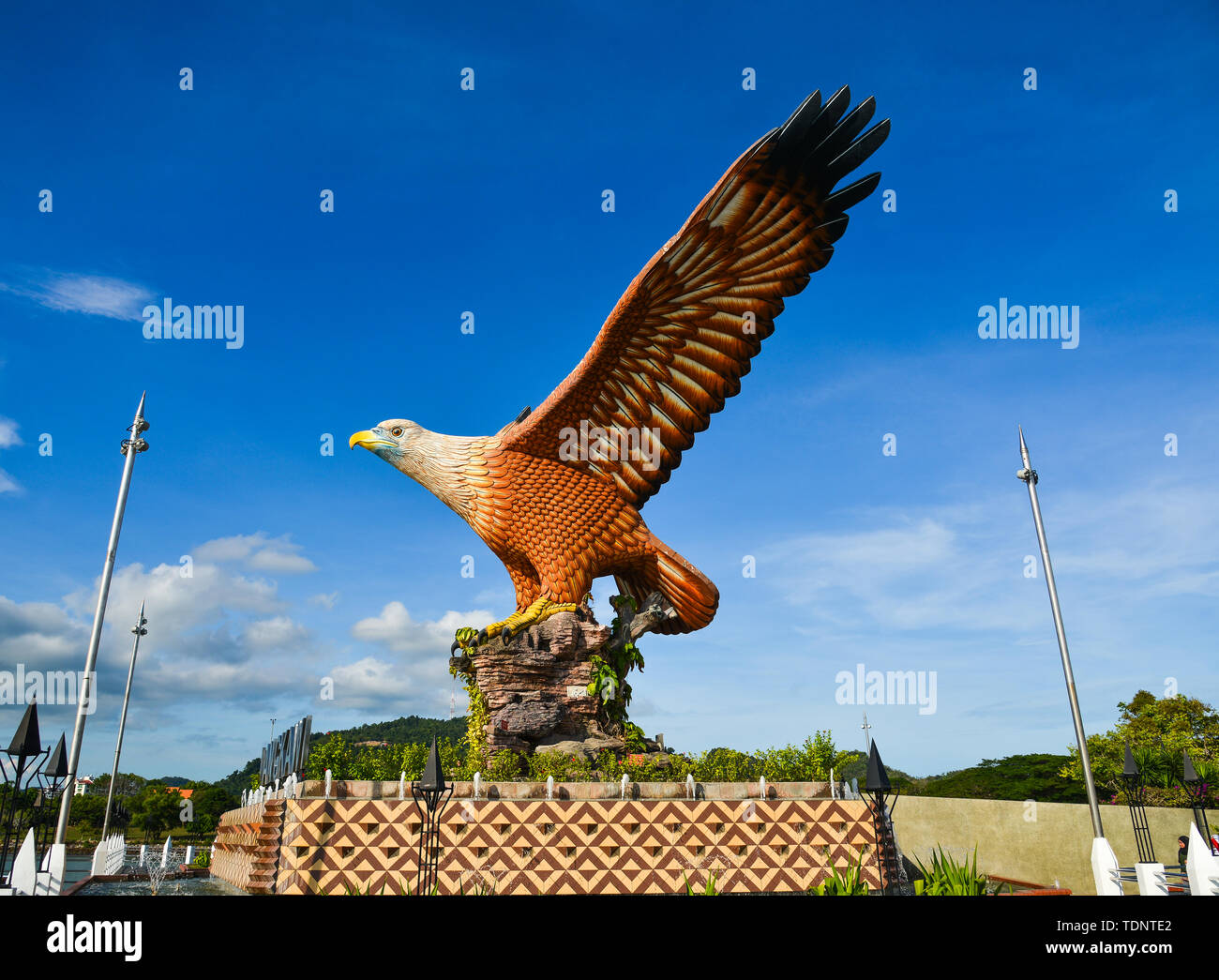 Langkawi, Malaysia - May 1, 2018. Eagle Square in Langkawi, near the ...
