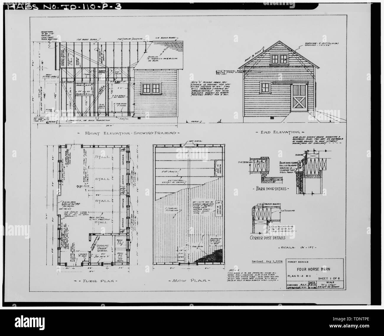 Photocopy of 1934 building plan adapted for use at the Hornet Ranger ...
