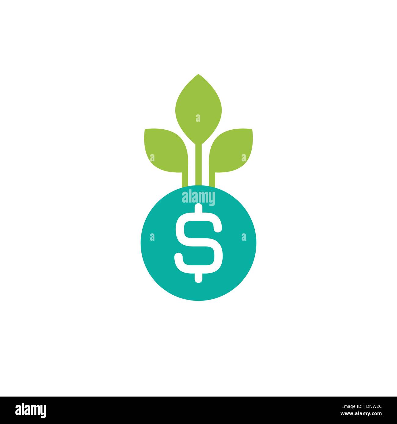 Dollar sign and growing sprout with green leaves. vector icon. Income ...