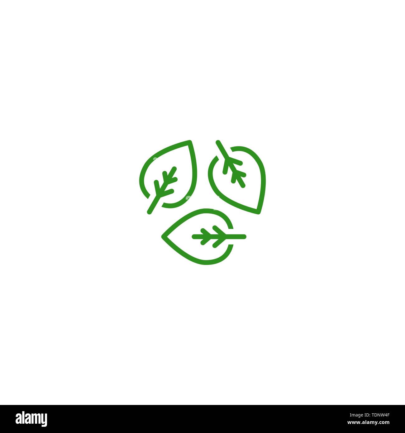 Three line leaves eco recycle icon. isolated on white. Vector reuse ...