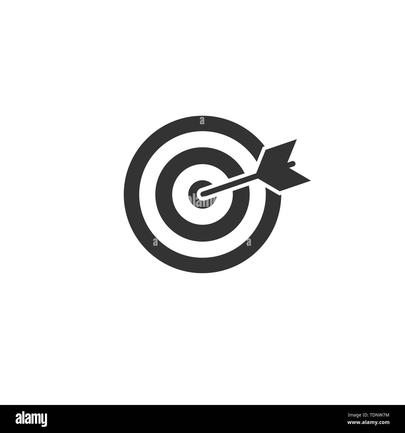 black archery target with arrow icon isolated on white background ...