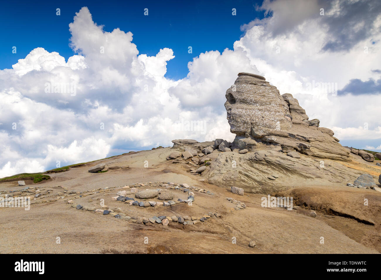 Romanian Sphinx. The Sphinx natural rock formation in Bucegi Mountains ...