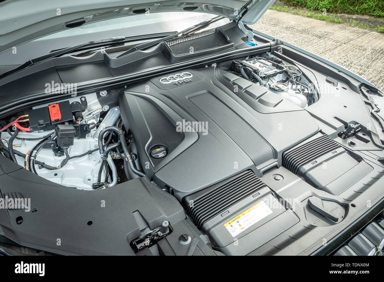 Hong Kong, China May, 2019 : Audi Q7 Engine on May 21 2019 in Hong Kong ...