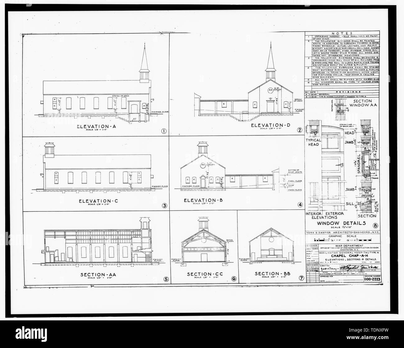 Photocopy of a 1942 architectural drawing titled- 'Chapel, CHAP-A-H ...