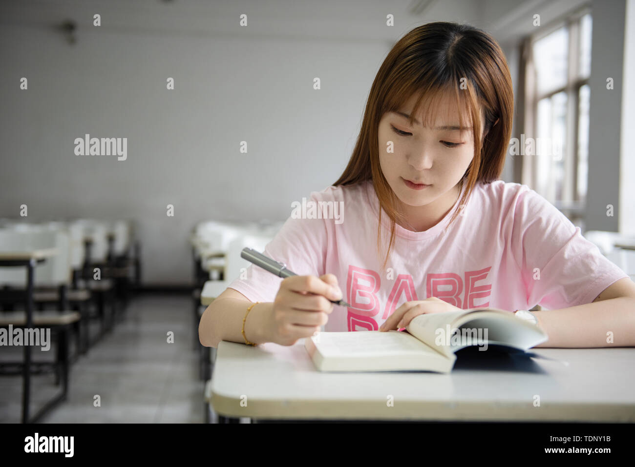 Asian college students study examination education in classrooms Stock ...