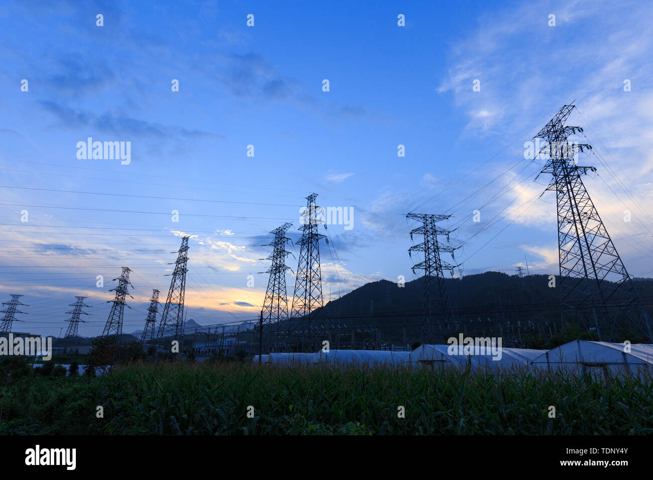 Pylon on hill in bluesky Stock Photo - Alamy